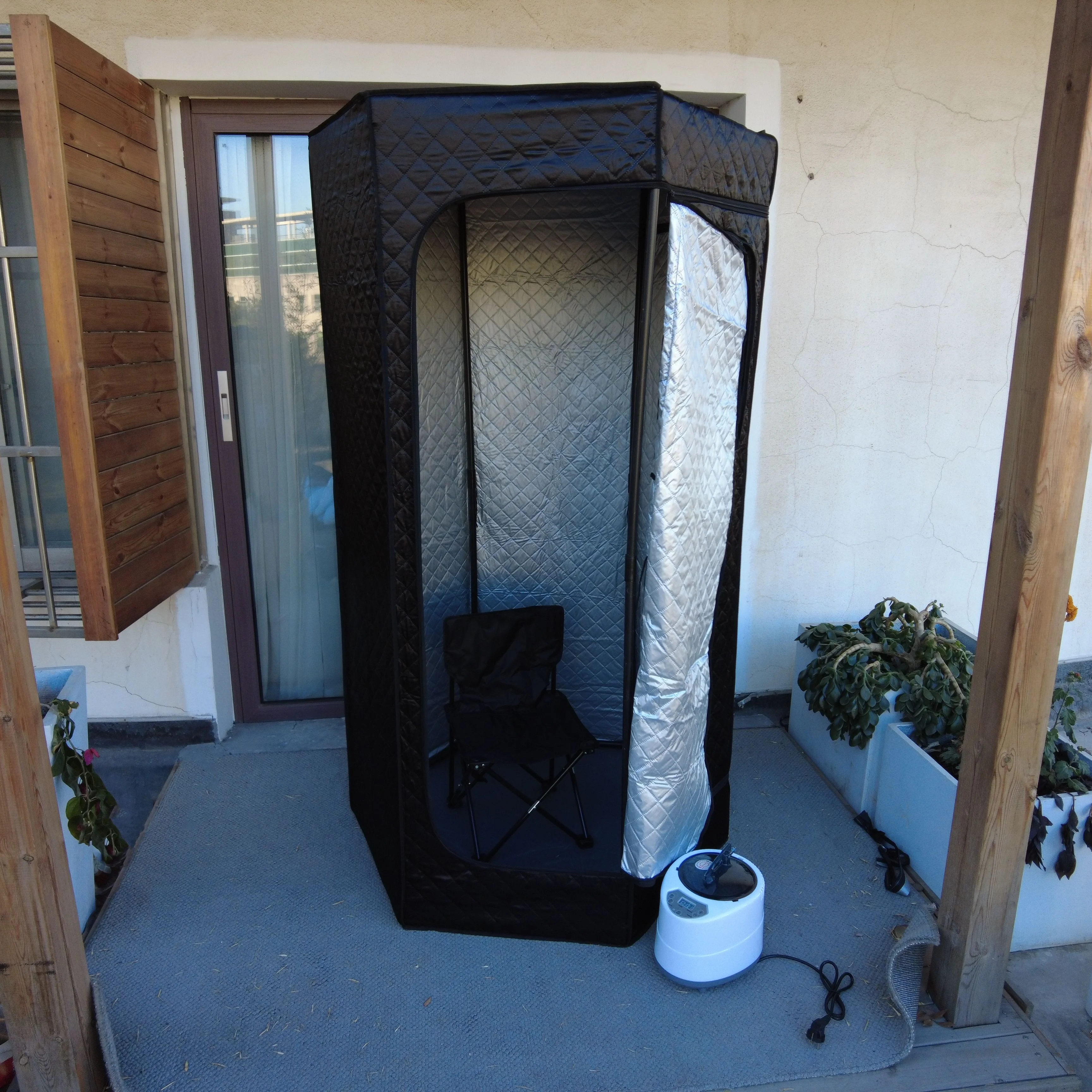 Chumei Hexagon Portable Steam Sauna - 1 Person Full Body Mini Sauna