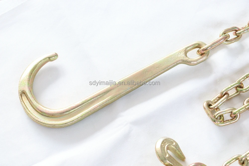 G70 15"J hook 8" J hook 5/16" 3/8" tow bridle Yellow Galvanized trailer ...