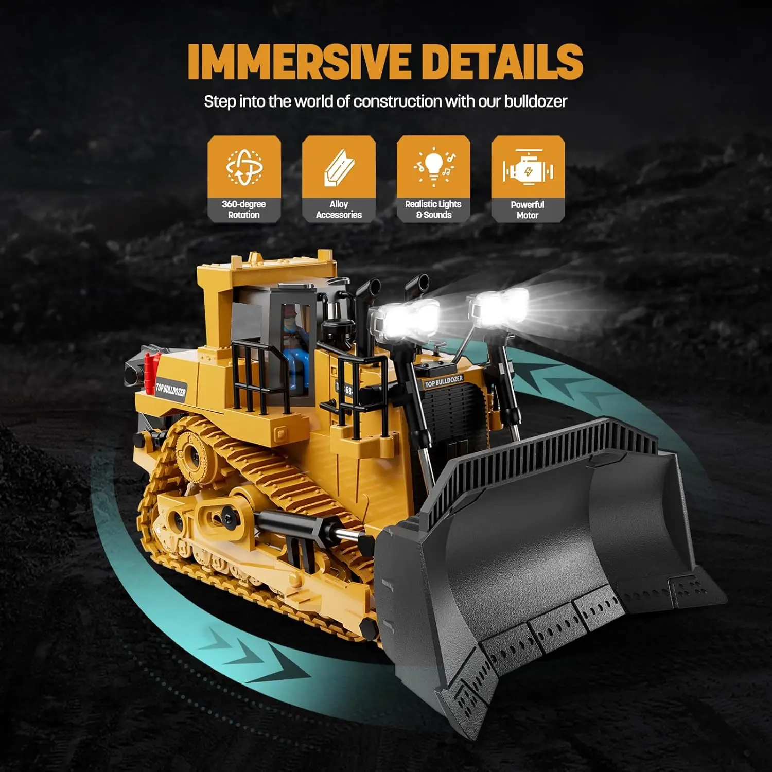 Metal RC Bulldozer - Fun and Educational Remote Control Toy