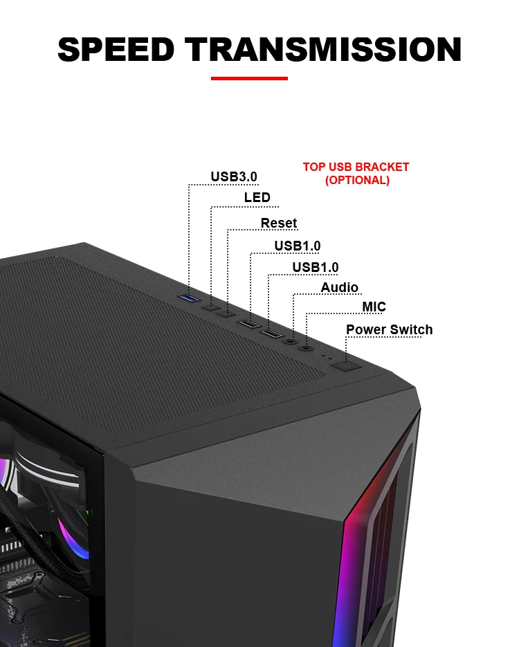 Production Custom Branded Low End Chasis Gaming Computer Casing Rgb Atx ...