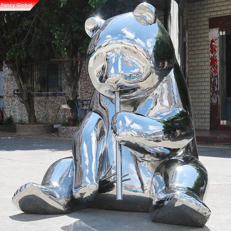 Outdoor Life Size Statue Stainless Steel Panda Sculpture For Sale - Buy ...