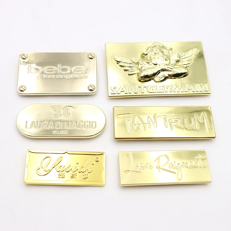Custom Garment Engraved Brand Name Oval Shape Metal Logo Label for ...