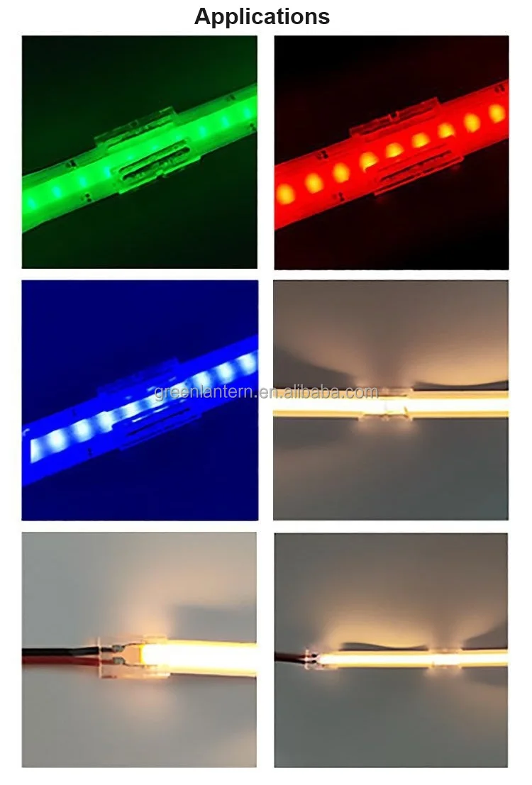 4Pin 10mm COB Light Strip Solder-free Connector 12V 24V LED COB RGB ...