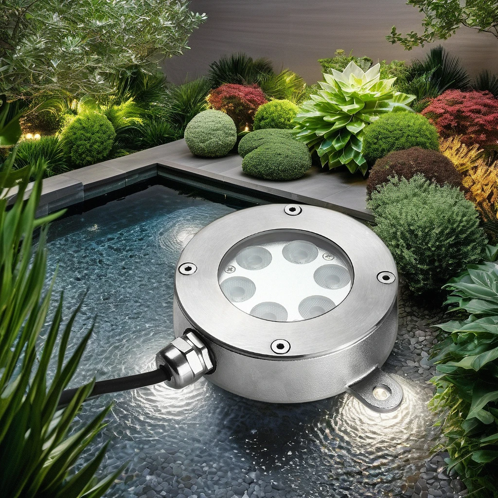 High Quality 12 Volt RGB IP68 Resin LED Fountain Lights Waterproof 316 Stainless Steel 18Watt ...
