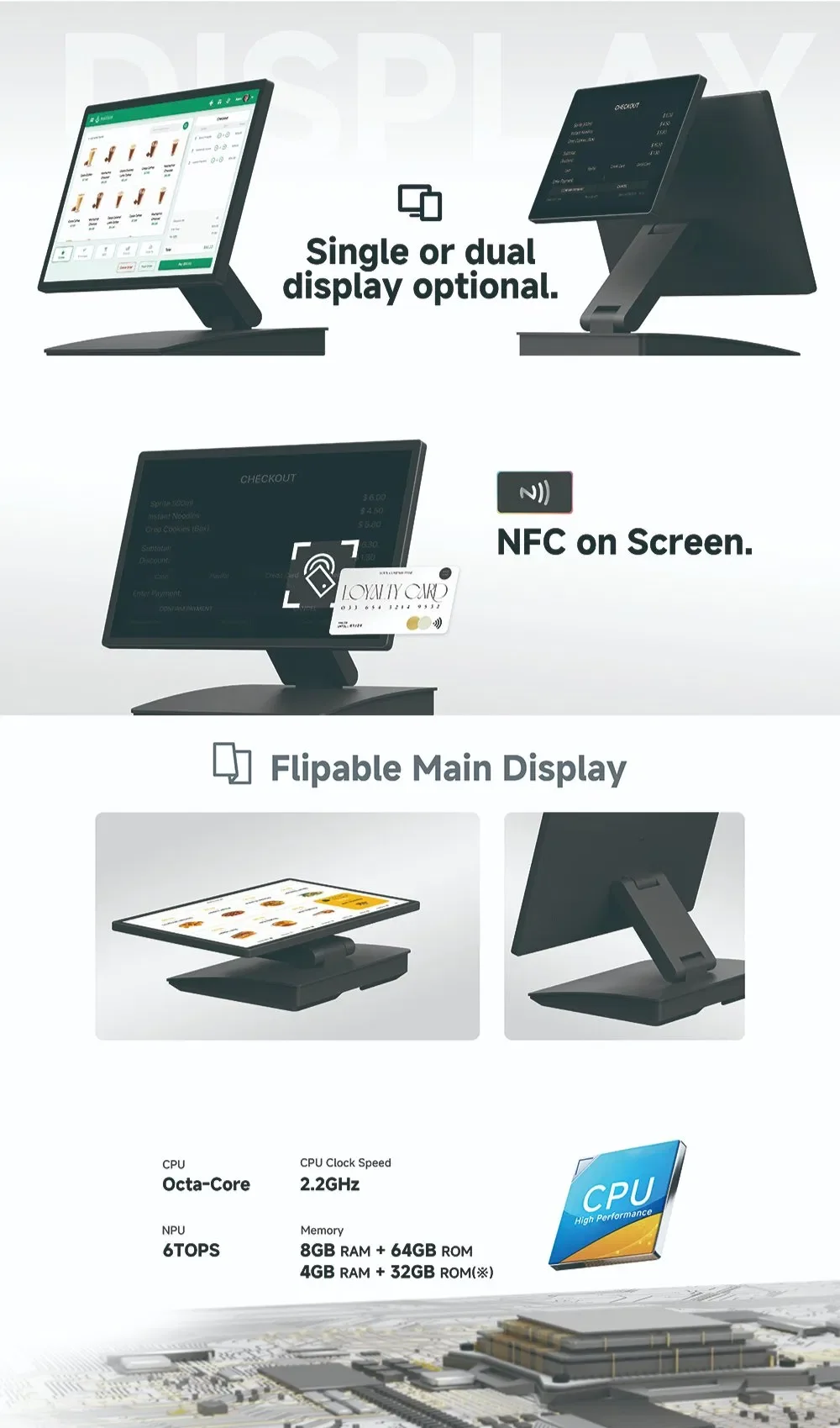 Suntek Touch Screen Monitor WiFi Poe Power Desktop Food Restaurant POS ...