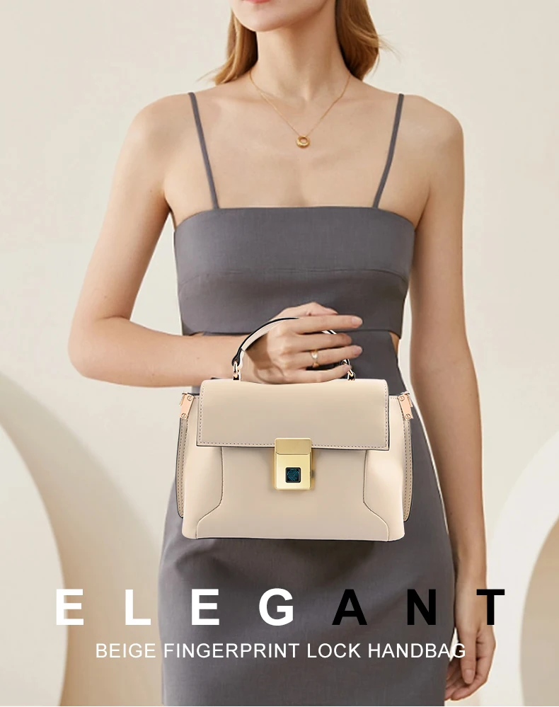 Beige Color Fashion Lady Handbag For Women With Fingerprint Digital ...