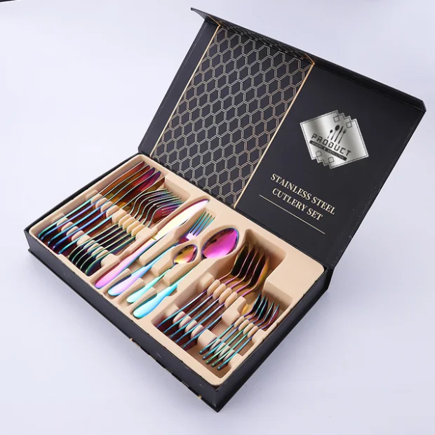 Wholesale 24pcs Gold Flatware Set Private Label Stainless Steel Western ...