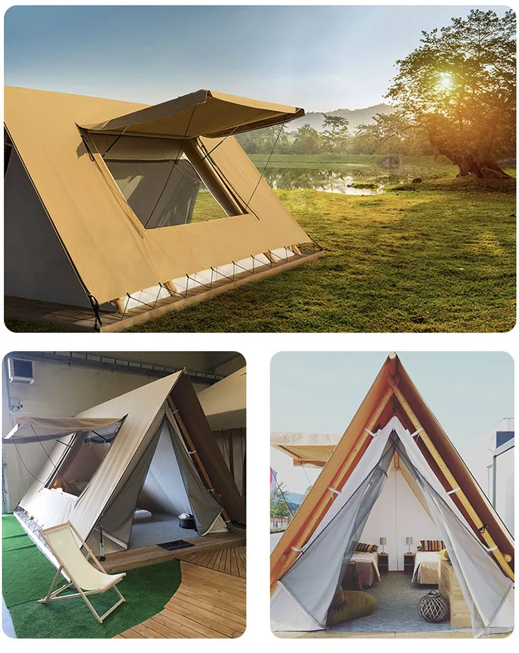 Yoursjoys Glamping Tents Wooden Triangle Frame Luxury Tent Waterproof ...