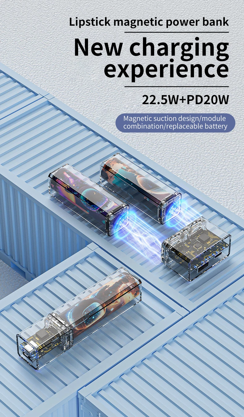 2024 New 21700 Lithium Cell Mini Power Bank 5000 Mah Battery Changeable ...