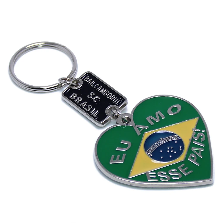 Custom Heart Shape Brazil Souvenir Keychain - Ageotoy FK6603