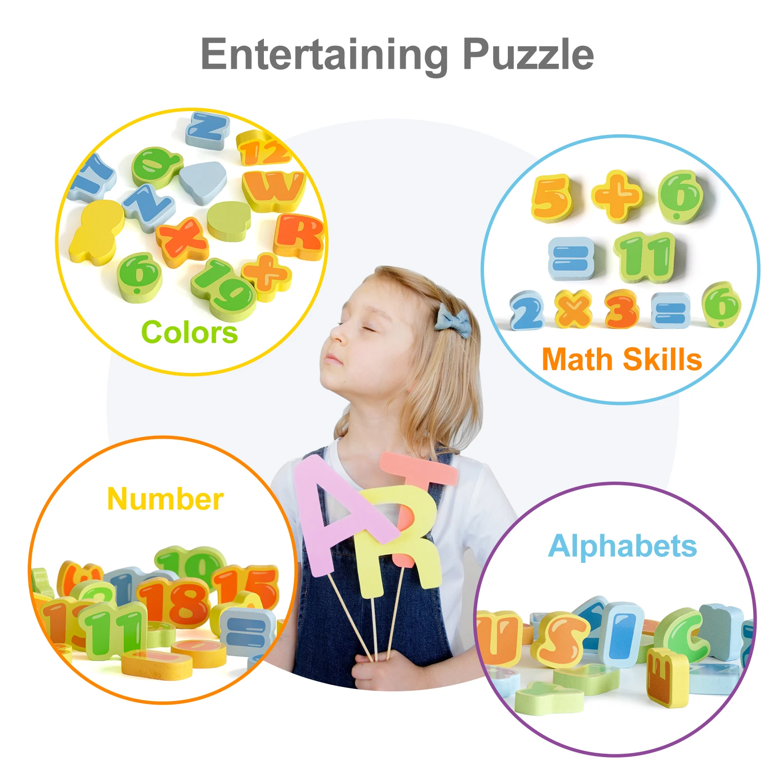 Wooden Alphabet Puzzle And Number Puzzle Set For Toddlers For Kids ...