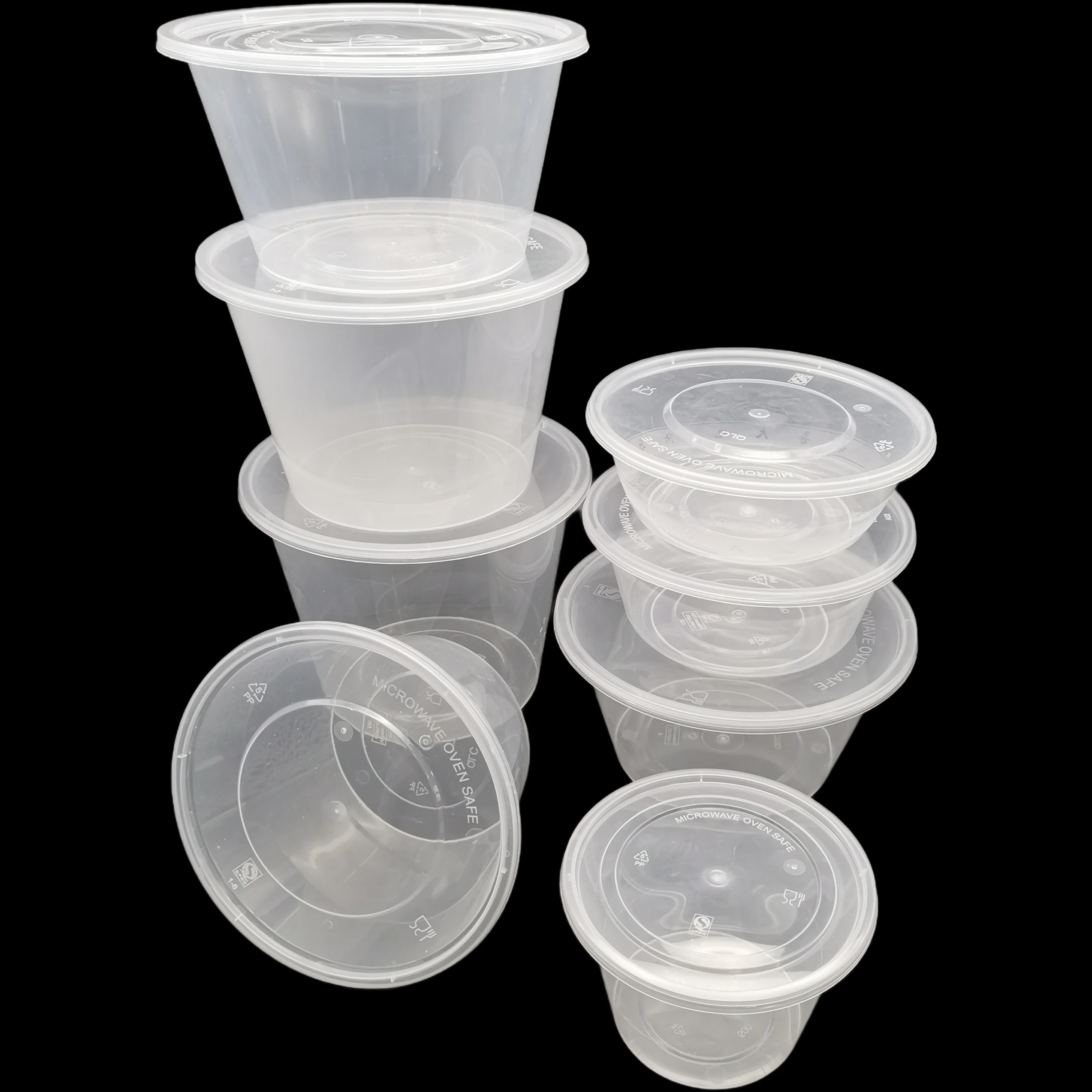 Round Disposable Plastic Food Containers Microwave Safe Takeaway Meal ...