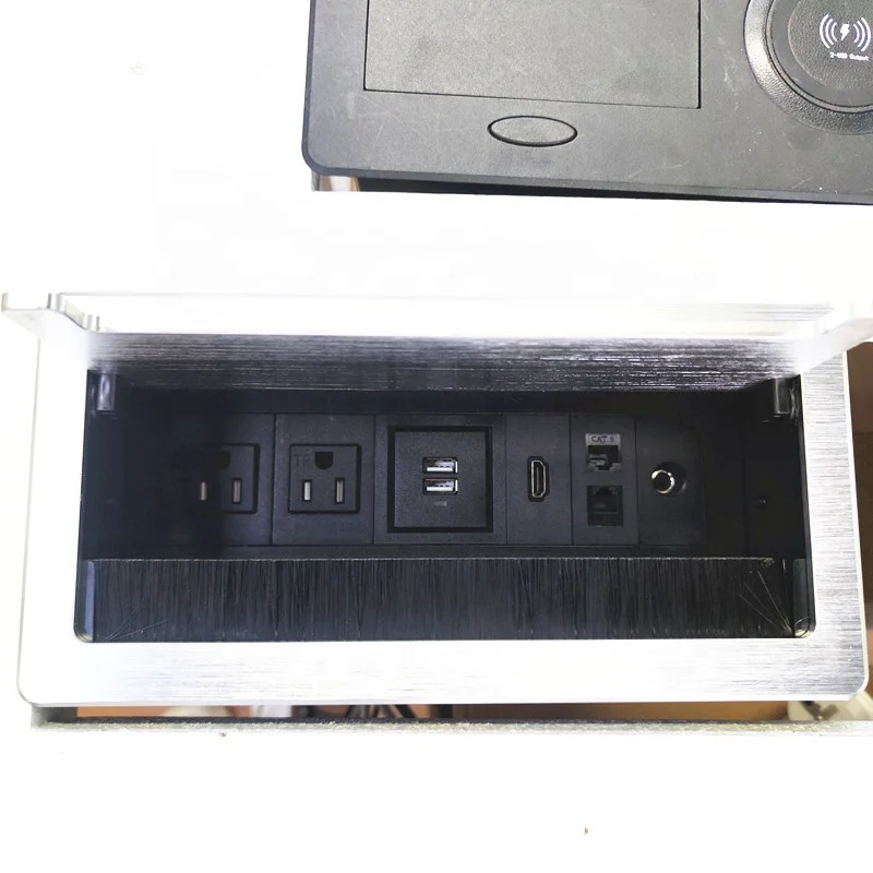 US Power Conference Table Office Desktop Brush Flip up Cover Multi ...