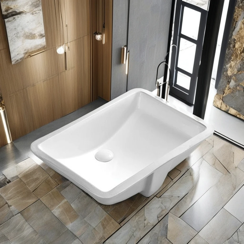Modern Rectangular Ceramic Undercounter Bathroom Sink Art Basin ...