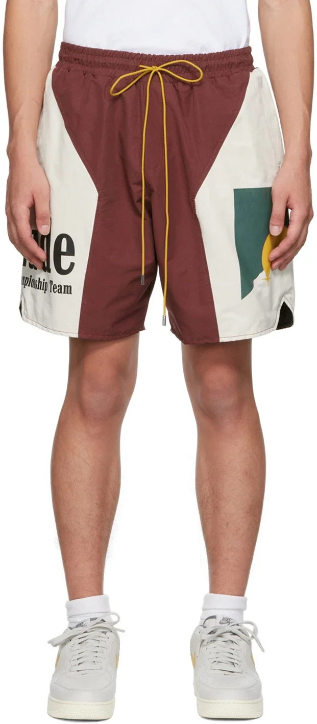 Rhude Panel Logo Short Sunset Lettering Color Blocking Shorts Boys ...