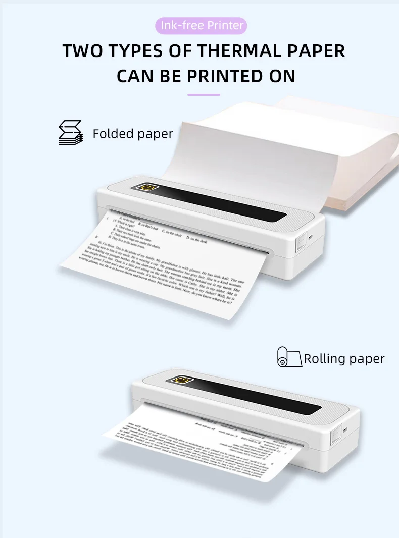 New Come Portable Printer A4 Paper Thermal Laber Printer with BT ...