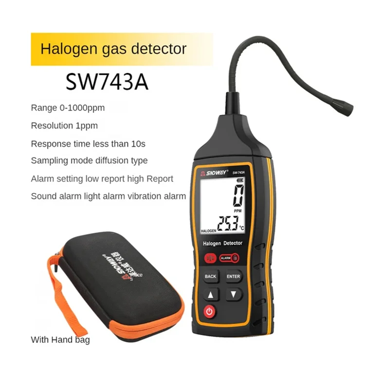 SNDWAY SW-743A Halogen Gases Detector - 1000ppm Leak Indicator with Alarm