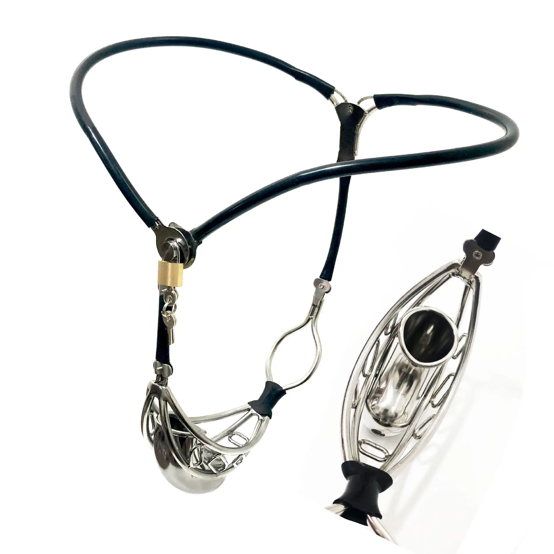 Black Emperor Stainless Steel Chastity Belt Invisible Penis Cage