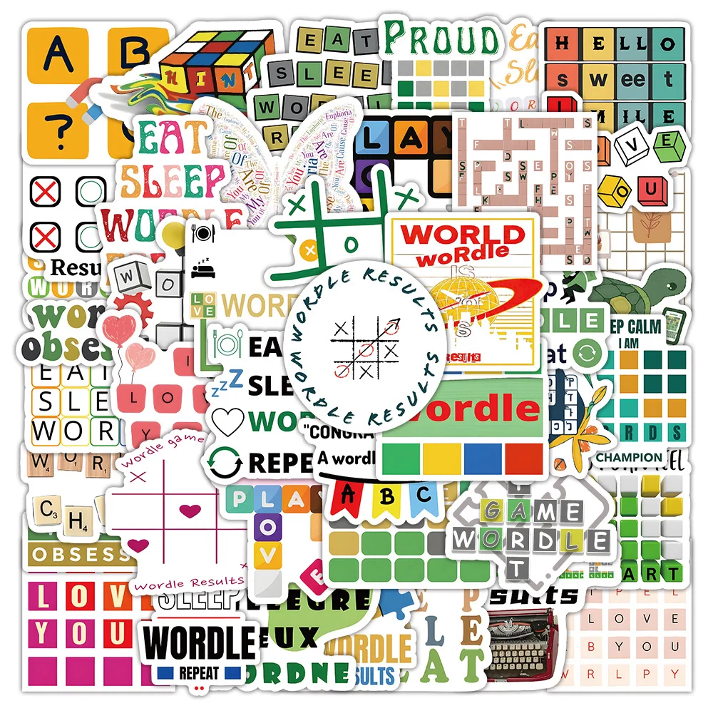 50pcs Fun Crossword Puzzle Graffiti Stickers For Children Book Wall ...