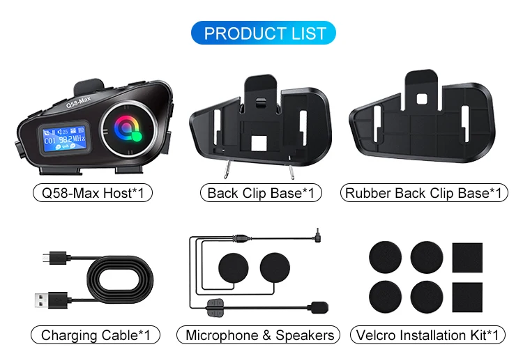 Q58 Max Helmet Wireless Earbuds - Ideal for Motorcycle Intercom