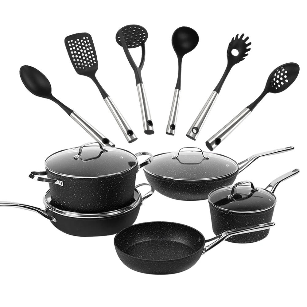 Big Size 15pieces Marble Coating Aluminium Cookware Set Non Stick ...