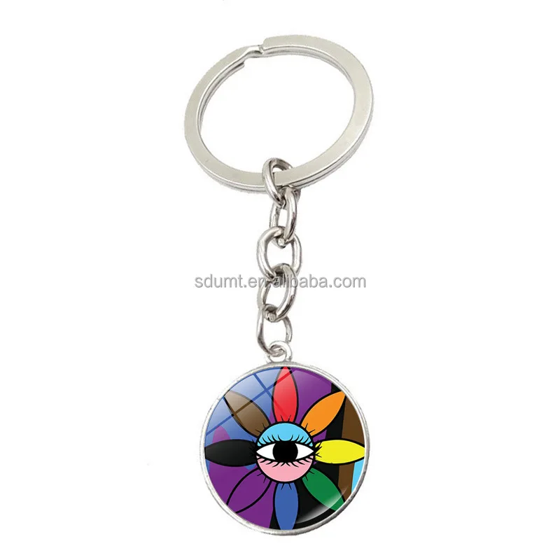 Seven-color Key Chain Pendant Time Gem Rainbow Eyes Sunflower Pendant ...