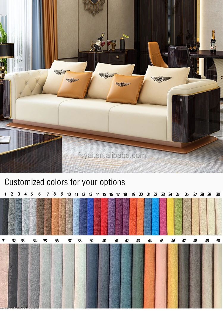 Minimal Leather Sofa Set Wooden Comfortable American Style Seater ...