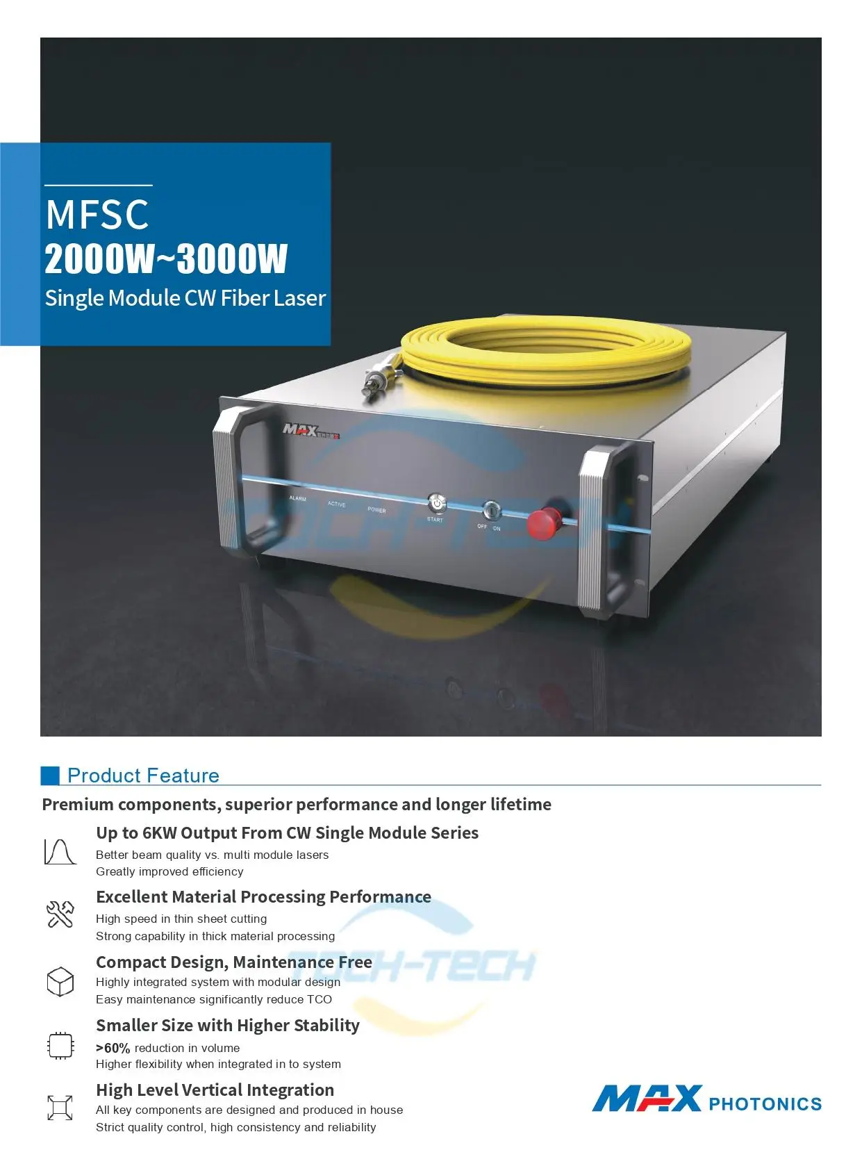 MFSC-2000X 3000X Max Fiber Laser Source for Laser Cutting