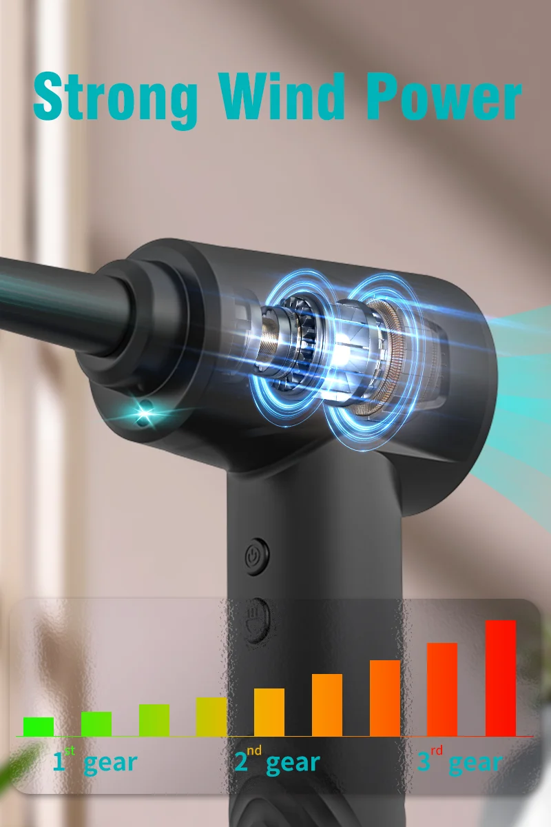 Air Duster 3gears Computer Air Blower Keyboard Portable Rechargeable ...