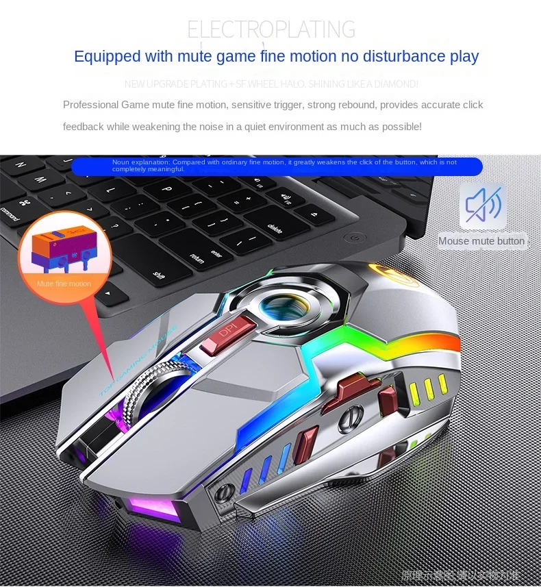 Silver Eagle Wireless Mouse - RGB Glow & Silent Gaming