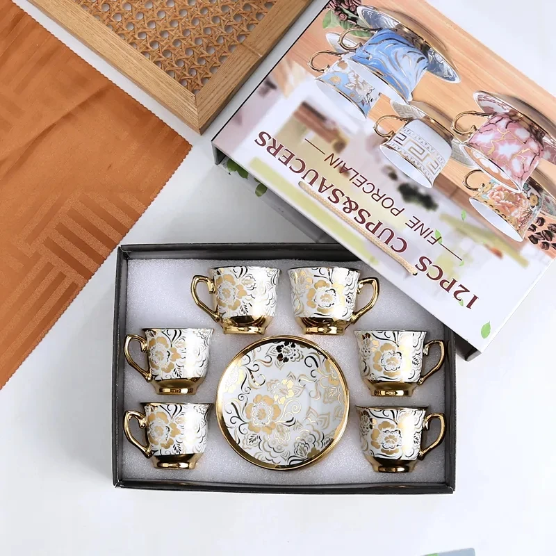 arabic ceramic mugs European luxury coffee table set modern cup gift ...