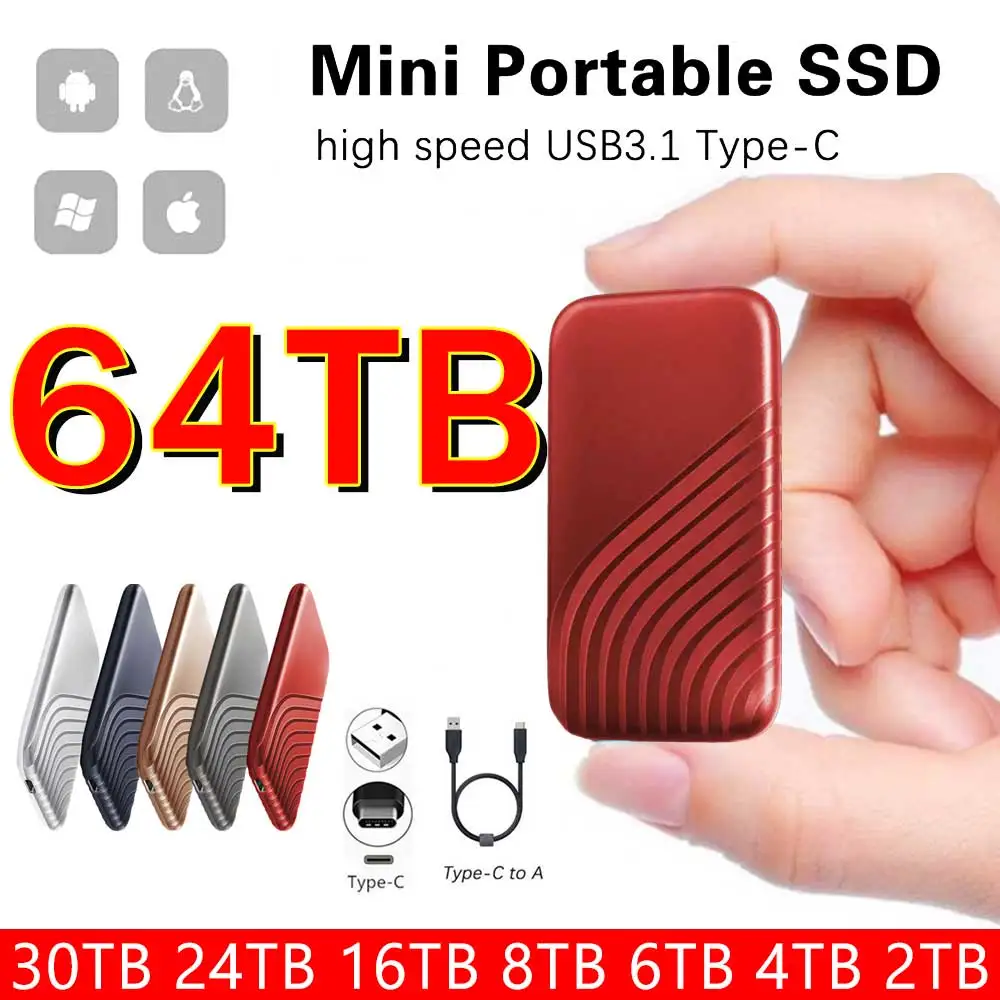 New Ssd 500gb 1tb Flash Hard Drive External Type-c High Speed Usb3.1 ...