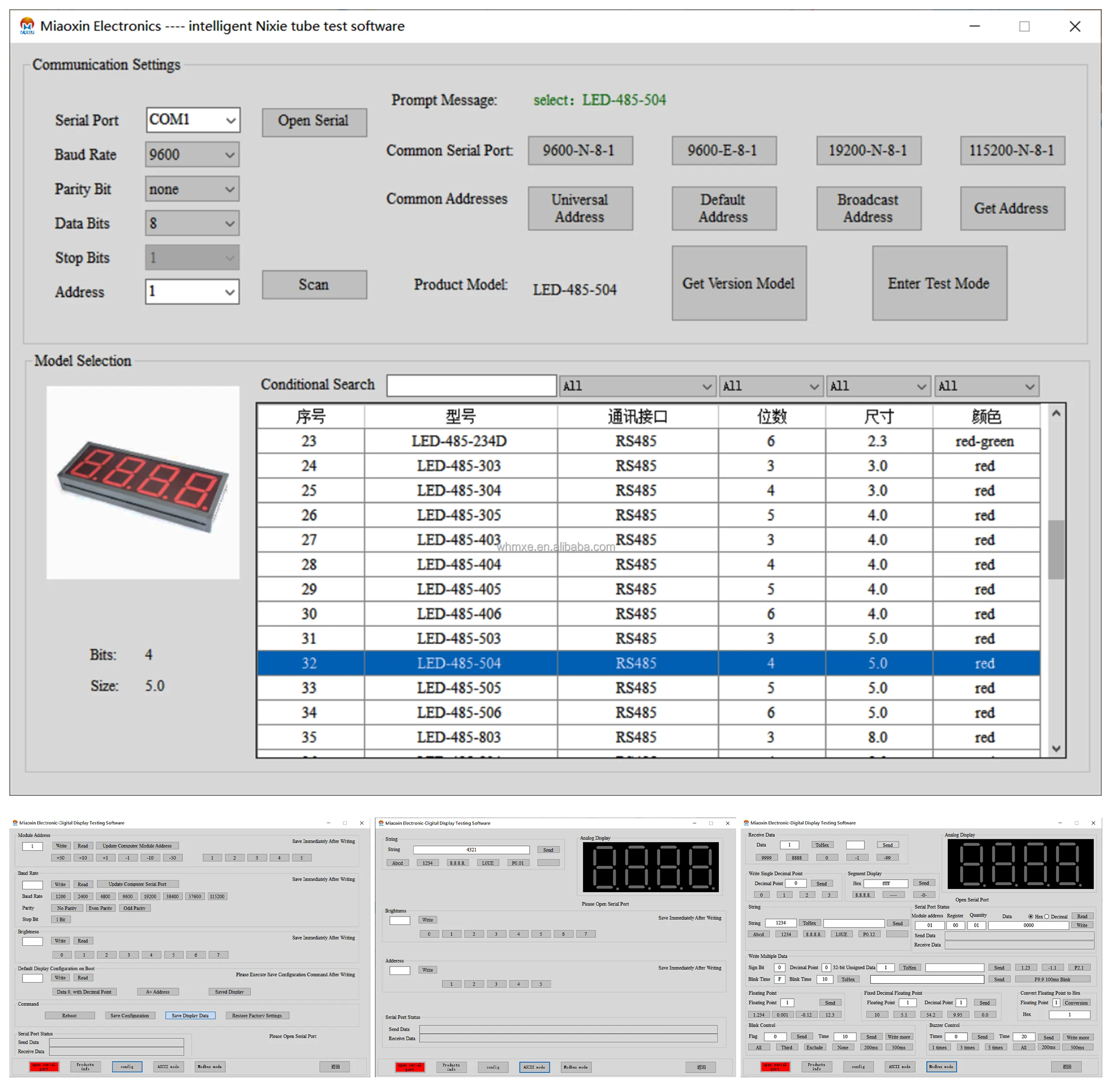 Modbus-RTU/ASCII Industrial LED Segment Display Double Faced LED Number ...