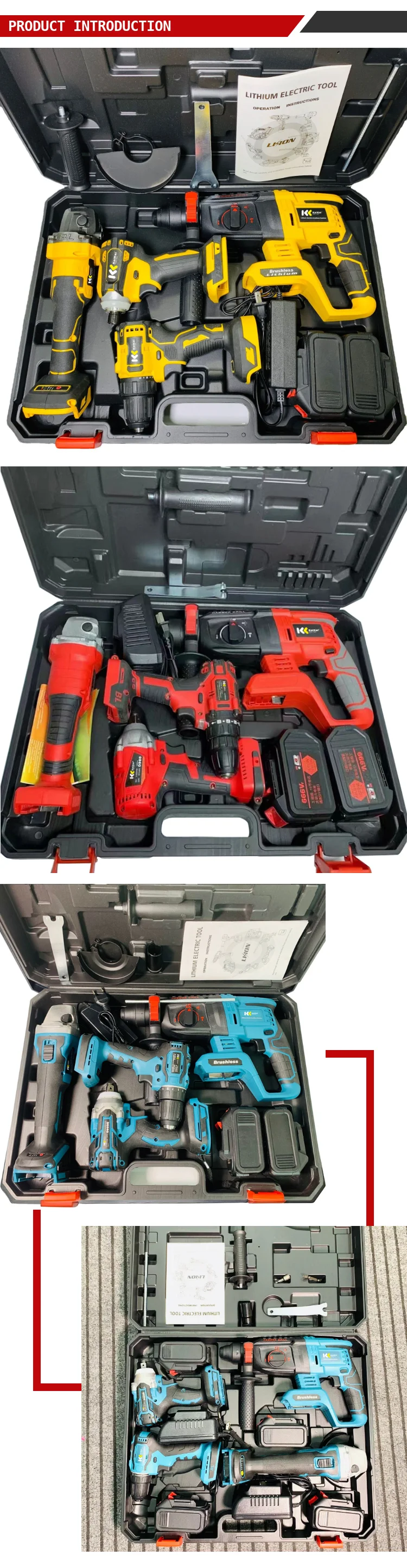 Factory Power Drills Kit 21v Portable Electric Cordless Brushless 18v ...