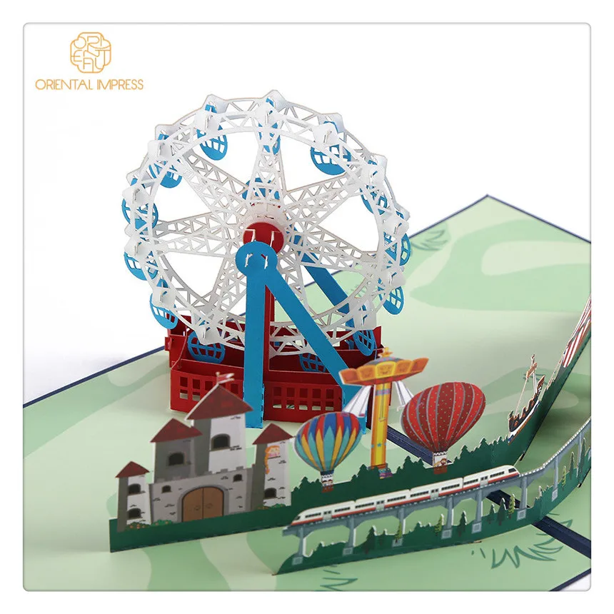 Creative 3d Ferris Wheel Pop Up Greeting Card Amusement Park Birthday ...