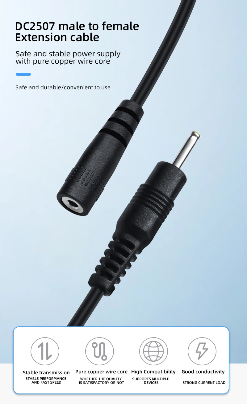 Customization Dc2507 Male-female Power Cord Toy Sound Round Hole ...