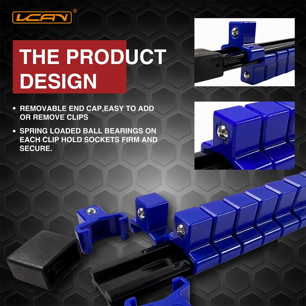 9-Piece Socket Tool Organizer Kit Standard Metric SAE 1/4 3/8 1 2 Inch ...