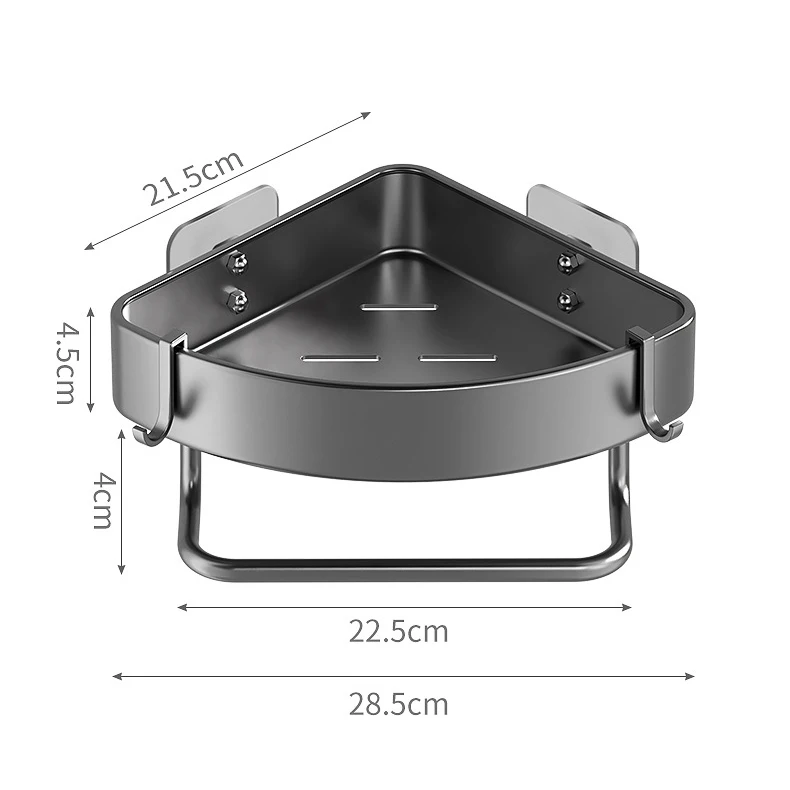 Bathroom and Shower Wall Mounted Corner Rack Storage Non Perforated ...