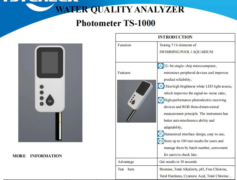 TS-1000 Water Analyzer - 7-in-1 Multi-Parameter Tester