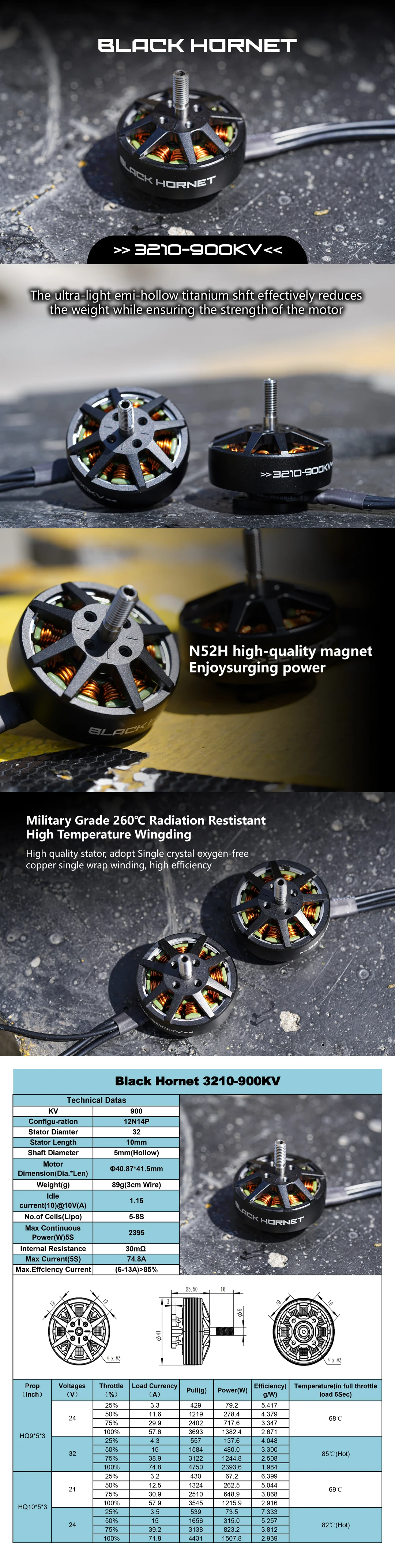 Foxeer Black Hornet 3210 900KV Brushless Motor for RC FPV Drones