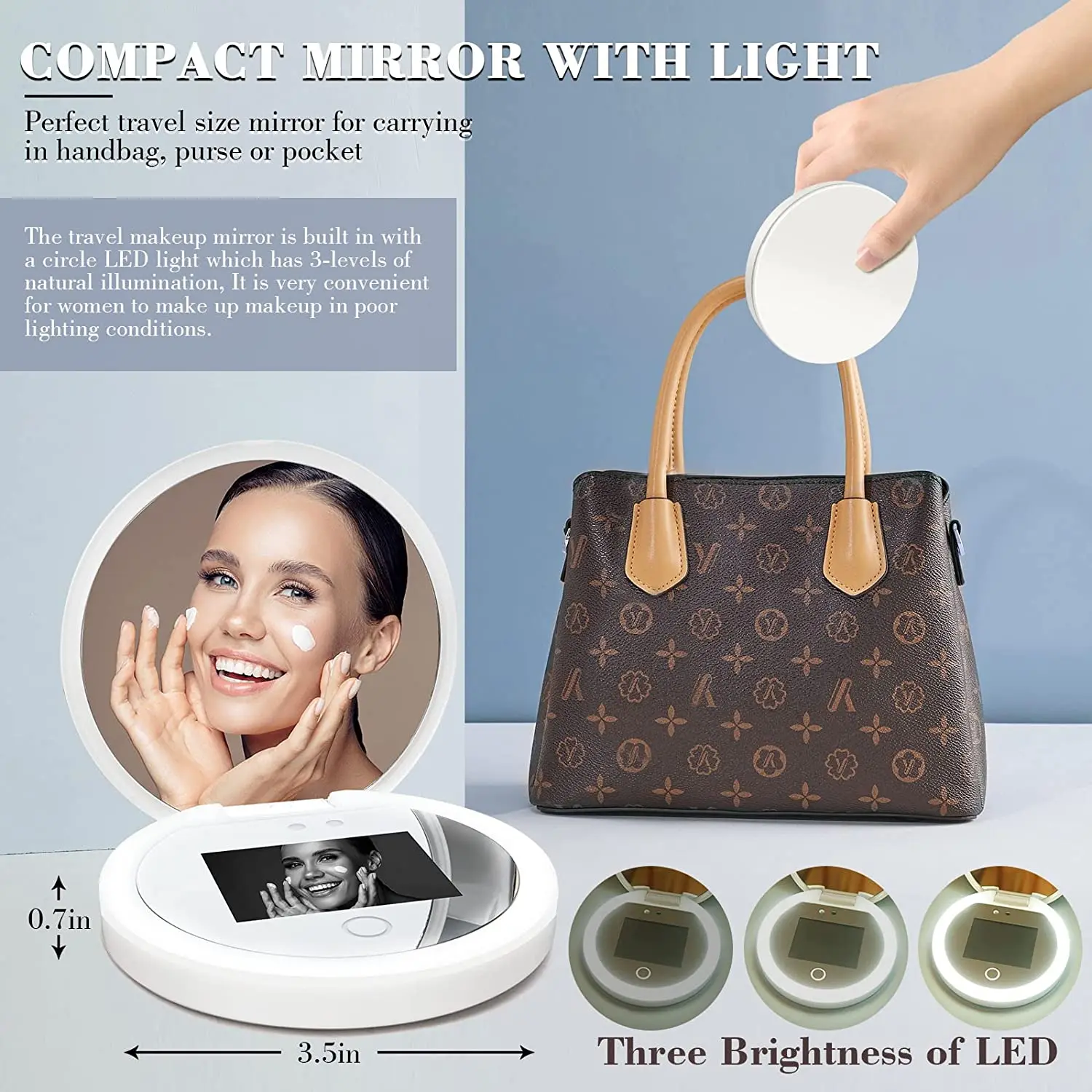 2022 Newest Smart Sunscreen Uv Mirror Makeup Vanity Led Pocket Mirror ...
