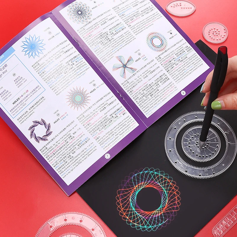 28pcs Spirograph Drawing Toys Set Interlocking Gears Wheels Painting ...