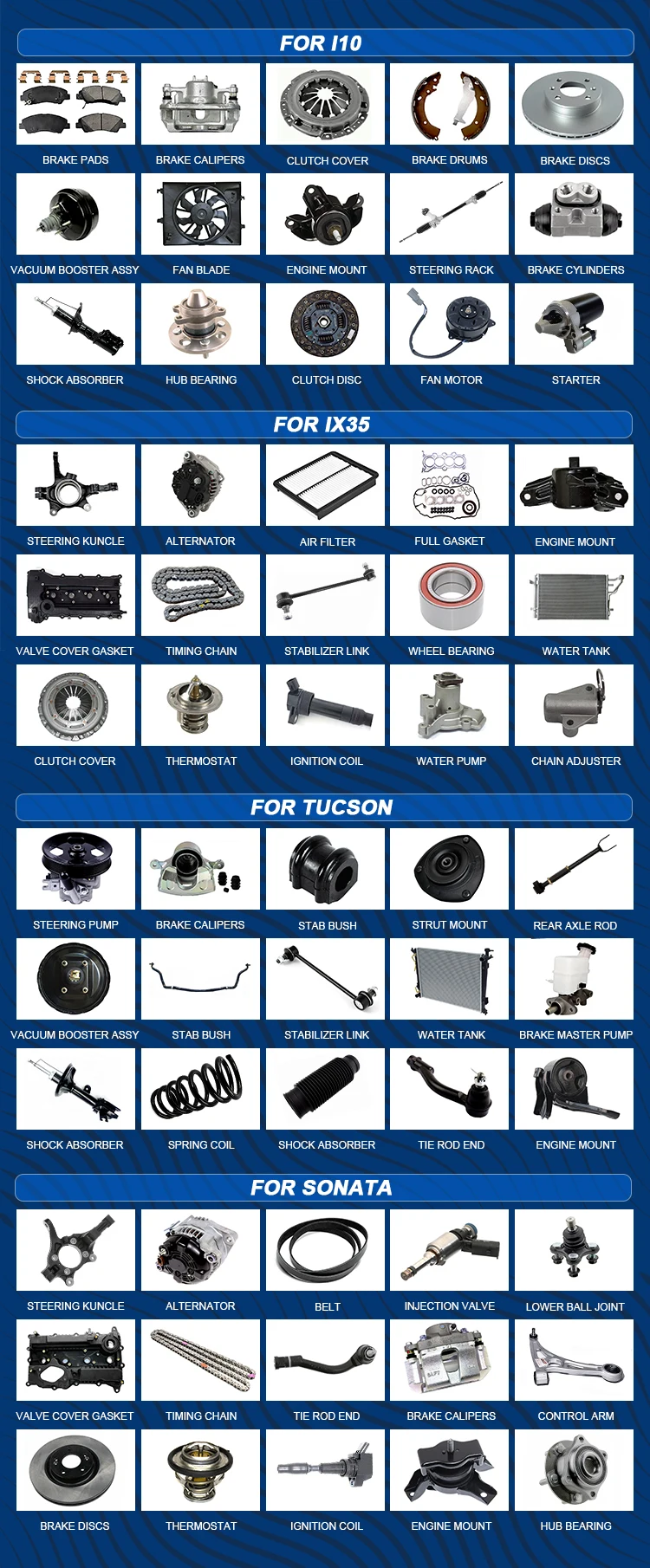 Genuine Quality Car Auto Spare Parts for Hyundai Models