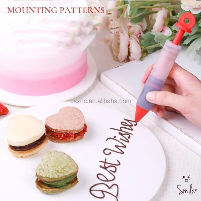 Supply 4 Pcs/set Cake Decorating tools Silicone Food Writing Pen Cookie ...