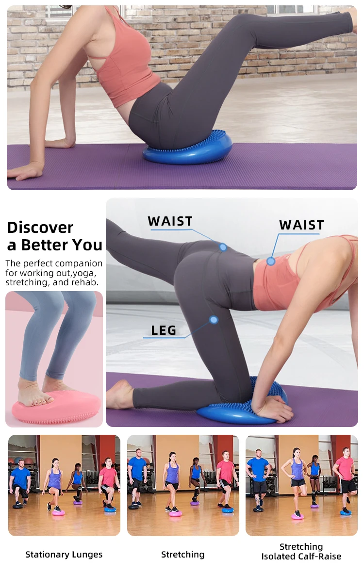 Durable Inflatable Stability Yoga Massage Wobble Cushion Balance Disc ...