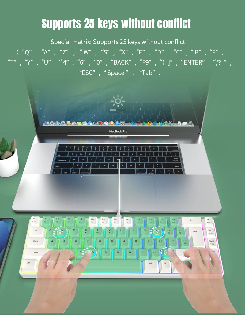 CSX K701 60% Keyboard 68 Keys Hot Swappable Anti-ghosting Wired BT Mini ...