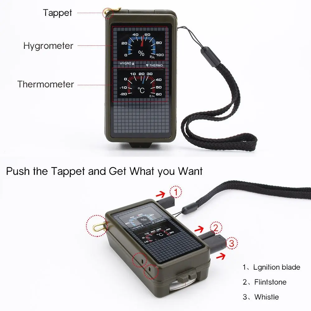 JSJM 10-in-1 Compass Kit - Essential Outdoor Survival Tool