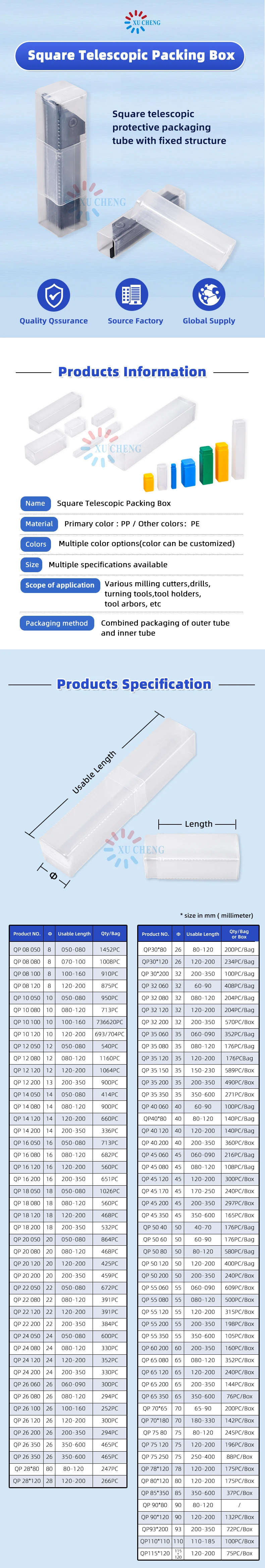 Square Telescopic Tubes Plastic - Durable Packaging Solutions