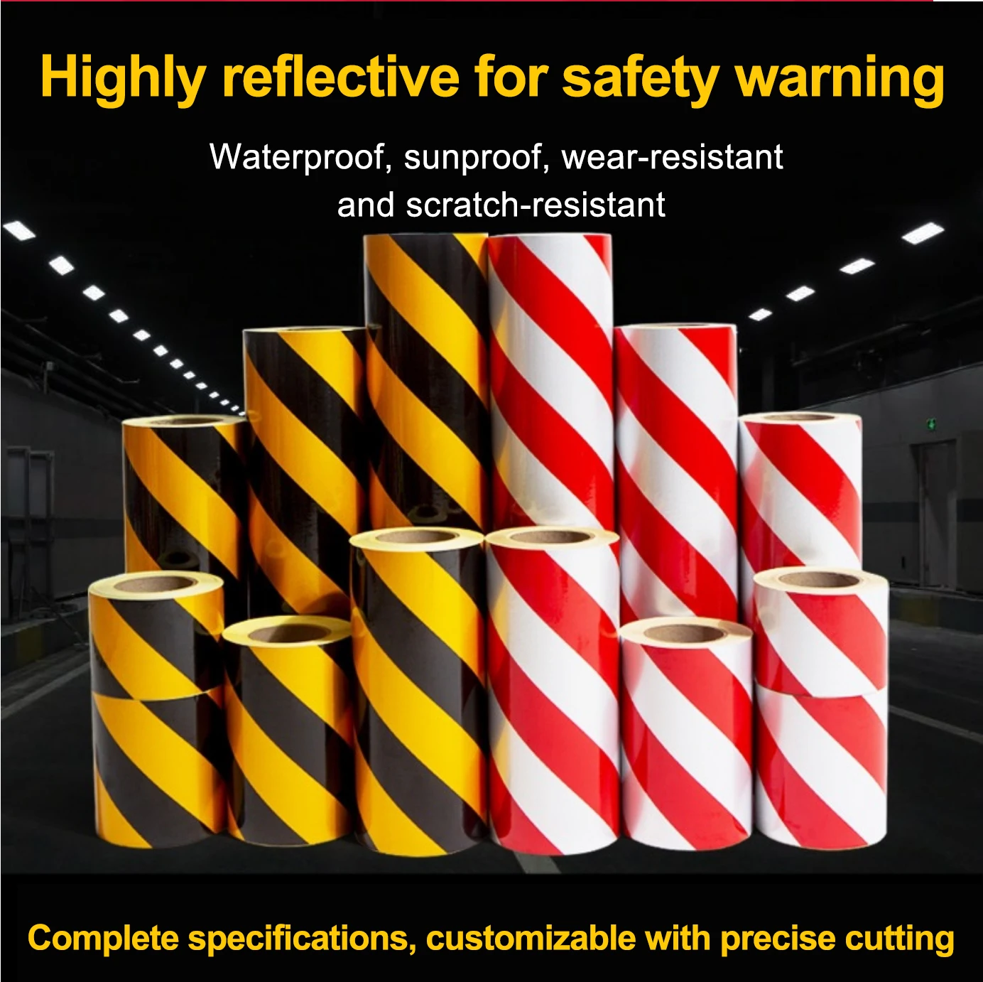 Yellow Red White Black Twillreflective Tape Paper Safety Label Sticker ...
