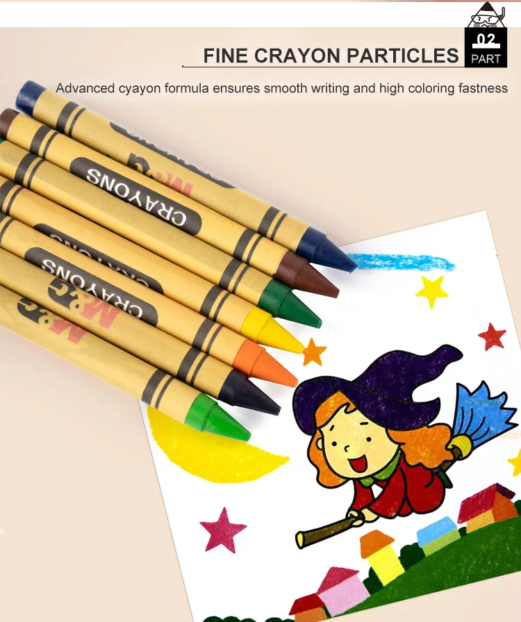 Children Arts Supply 12 Colors Non-Toxic Round Crayons Set| Alibaba.com